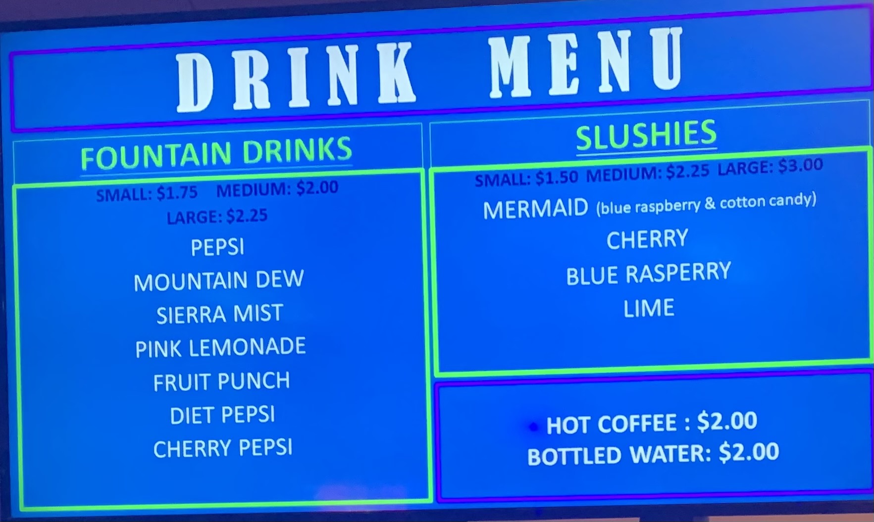 Snack Bar Menu – Waukesha Skateland