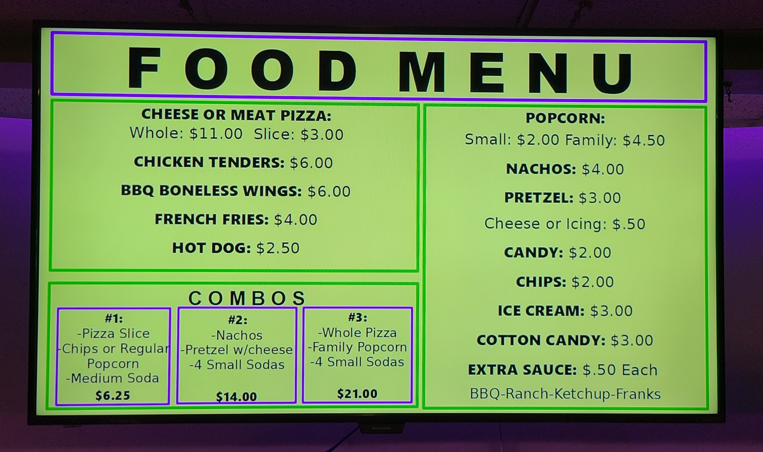 Snack Bar Menu – Waukesha Skateland